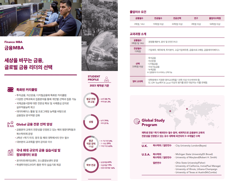 Kaist Mba 프로그램 총정리 학제 주제 및 커리큘럼 비교 특장점 및 후기