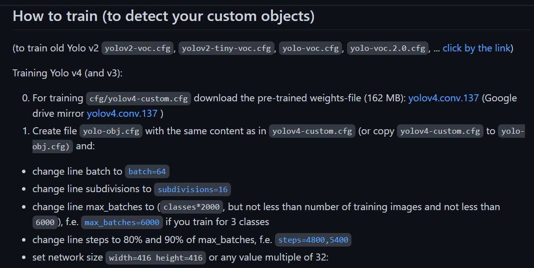 AlexeyAB/darknet Yolo v4, v3 and v2 for Windows - 학습 방법