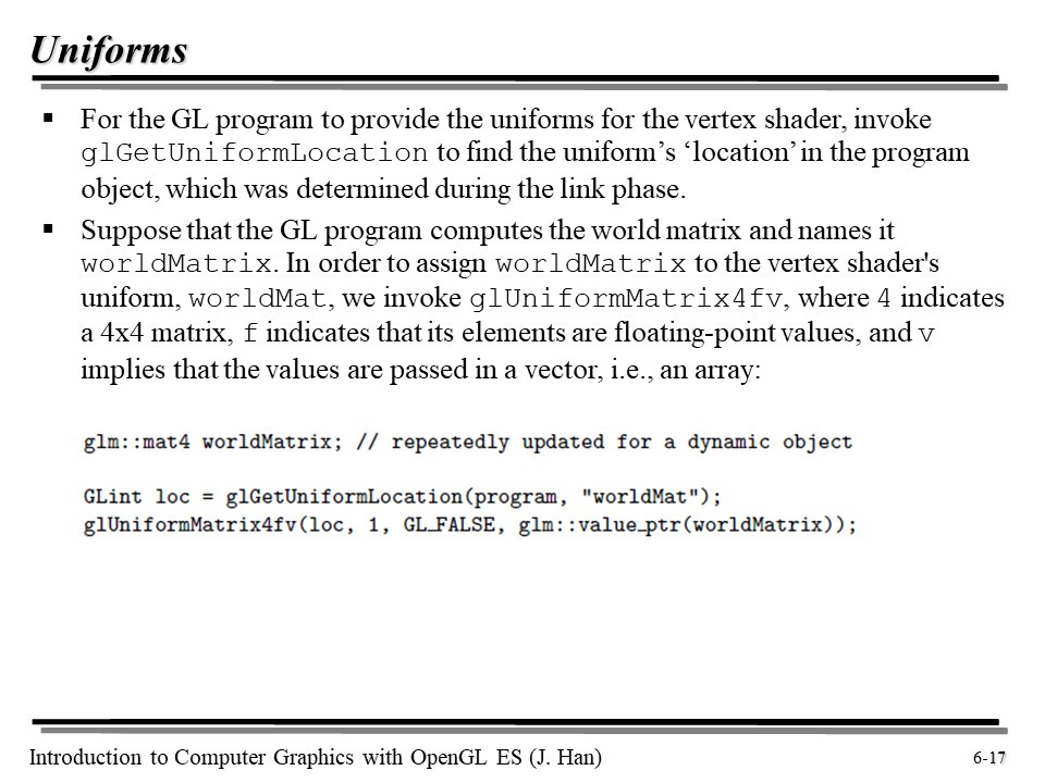 [OpenGL ES] 6강 : 정점 쉐이더(Vertex Shader)의 동작, Uniform 과 Attribute, DrawCall
