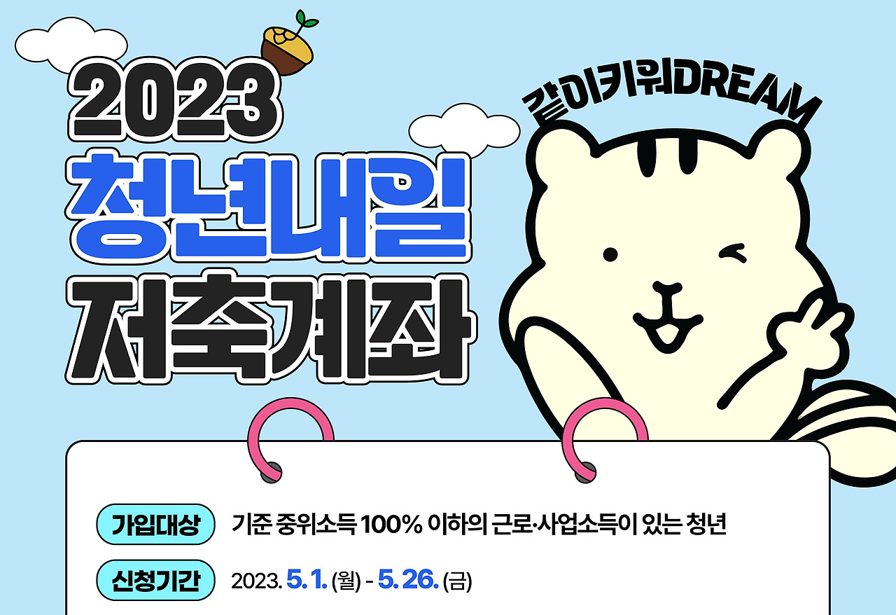 저소득 청년의 출발 돕는 ‘청년내일저축계좌 신규 대상자 5월 1일 모집 시작