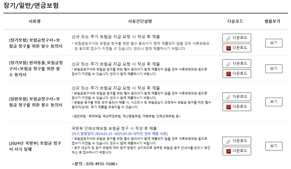 한화손해보험 실비 청구서류 안내