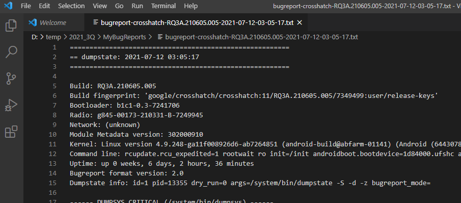 Android Dumpstate 로그 추출 및 분석(1/2)