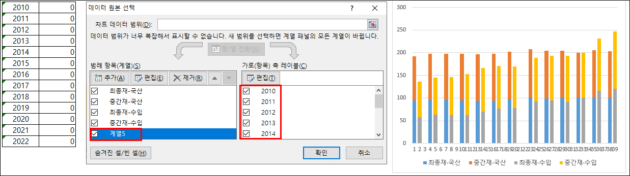 엑셀excel 막대형 차트의 변형 묶은 누적 막대 차트를 소개합니다연속 누적 막대 그래프 그리기 응용차트