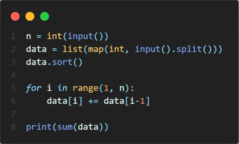 백준 알고리즘 11399 : ATM ( python )