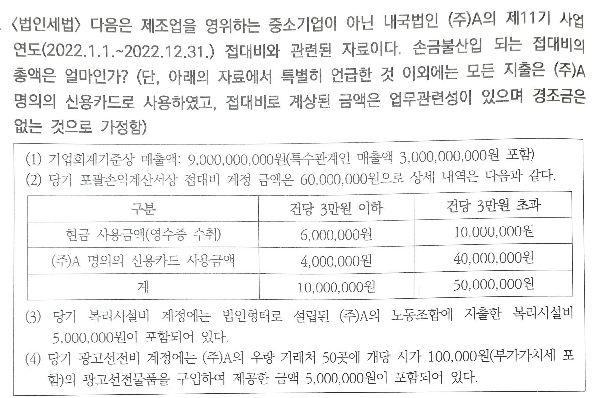 법인세법상 업무추진비의 처리