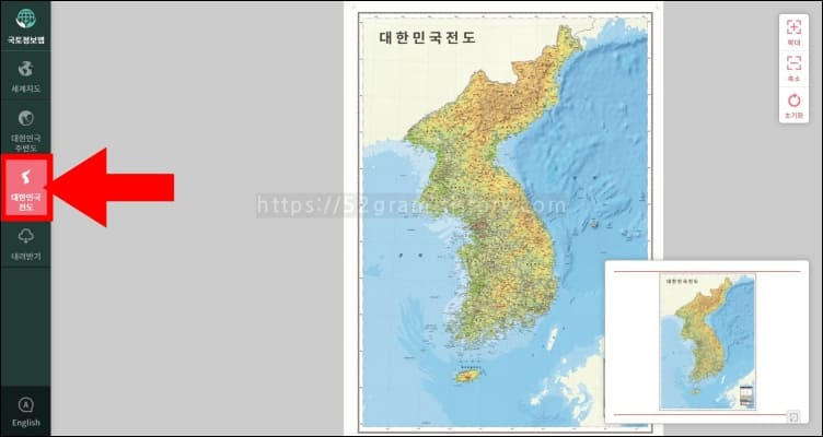 52G :: 대한민국 지도 자세히 보기, 고화질 전도