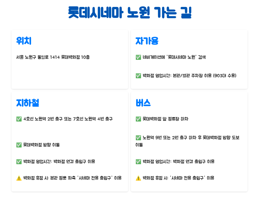 노원 롯데시네마 상영시간표 주차 꿀팁까지 영화 보러 가기 전 꼭 확인하세요