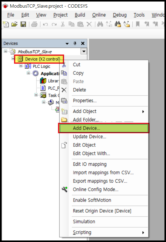 Codesys Modbus TCP Slave (Server) 설정방법