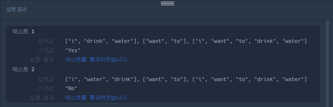 [Programmers][Java] 프로그래머스 코딩테스트 Lv. 1 - 카드 뭉치 :: 굉장히 엄청나!