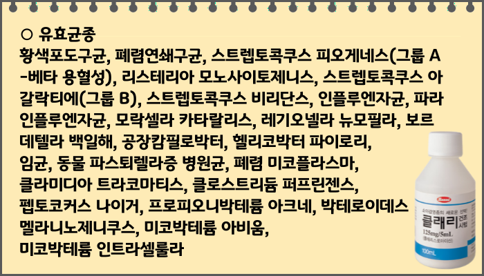 클래리건조시럽 폐렴 중이염 항생제 복용전 부작용과 용량 체크하세요