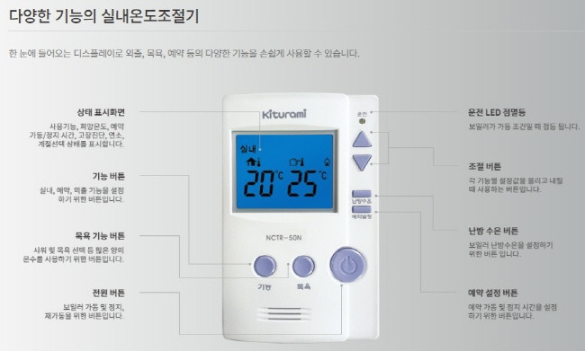 귀뚜라미 보일러 실내온도조절기 종류 및 기능 : NCTR-70, NCTR-60S, NCTR-60W, NCTR-100B/100, NCTR-6000, NCTR-6100 ...