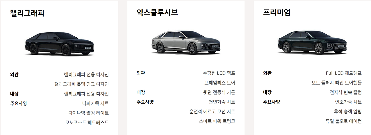 그랜저 가격표 GN7 하이브리드 가격 총정리 (2023년)