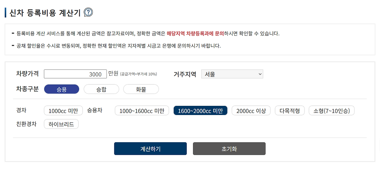 예시로 3000만원짜리 승용차를 사는 경우 취득세가 얼마인지 알아보도록 하겠습니다