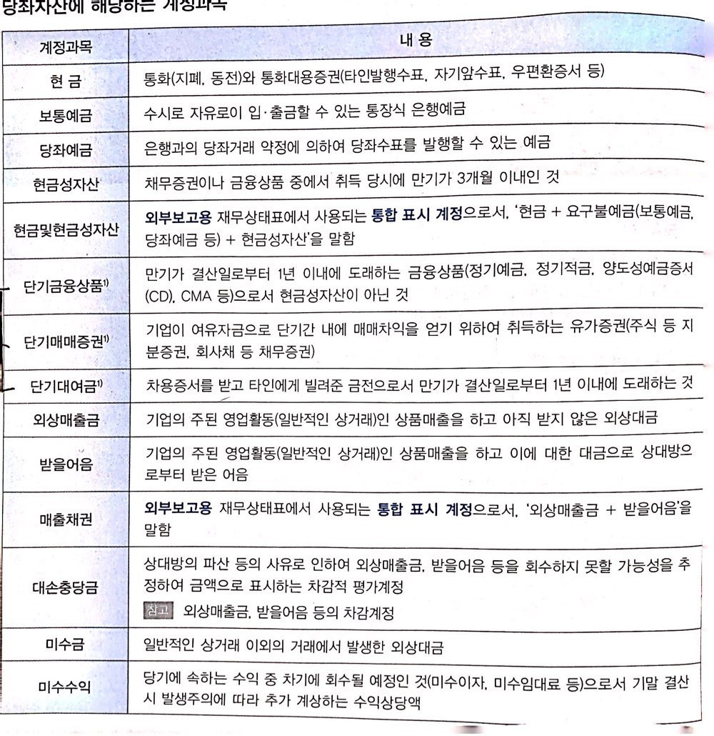 당좌자산 현금및현금성자산