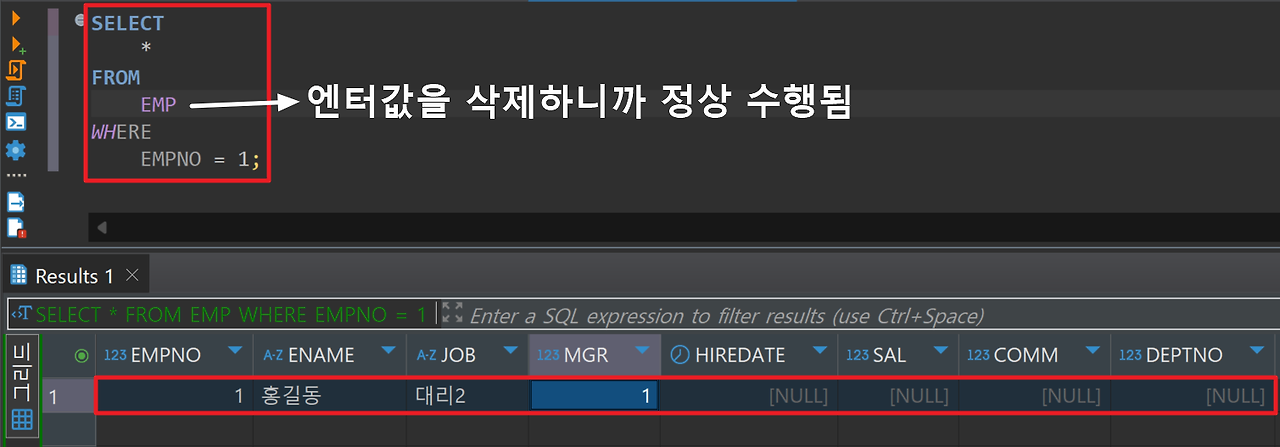 DBeaver SQL 실행 시 ORA-00900: SQL 문이 부적합합니다. 에러 해결