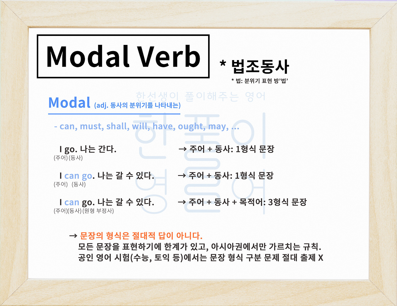 법조동사(Modal Verb) 뜻과 개념, can/must/should/will + 동사 원형(원형 부정사) [영어문법풀이 #60]