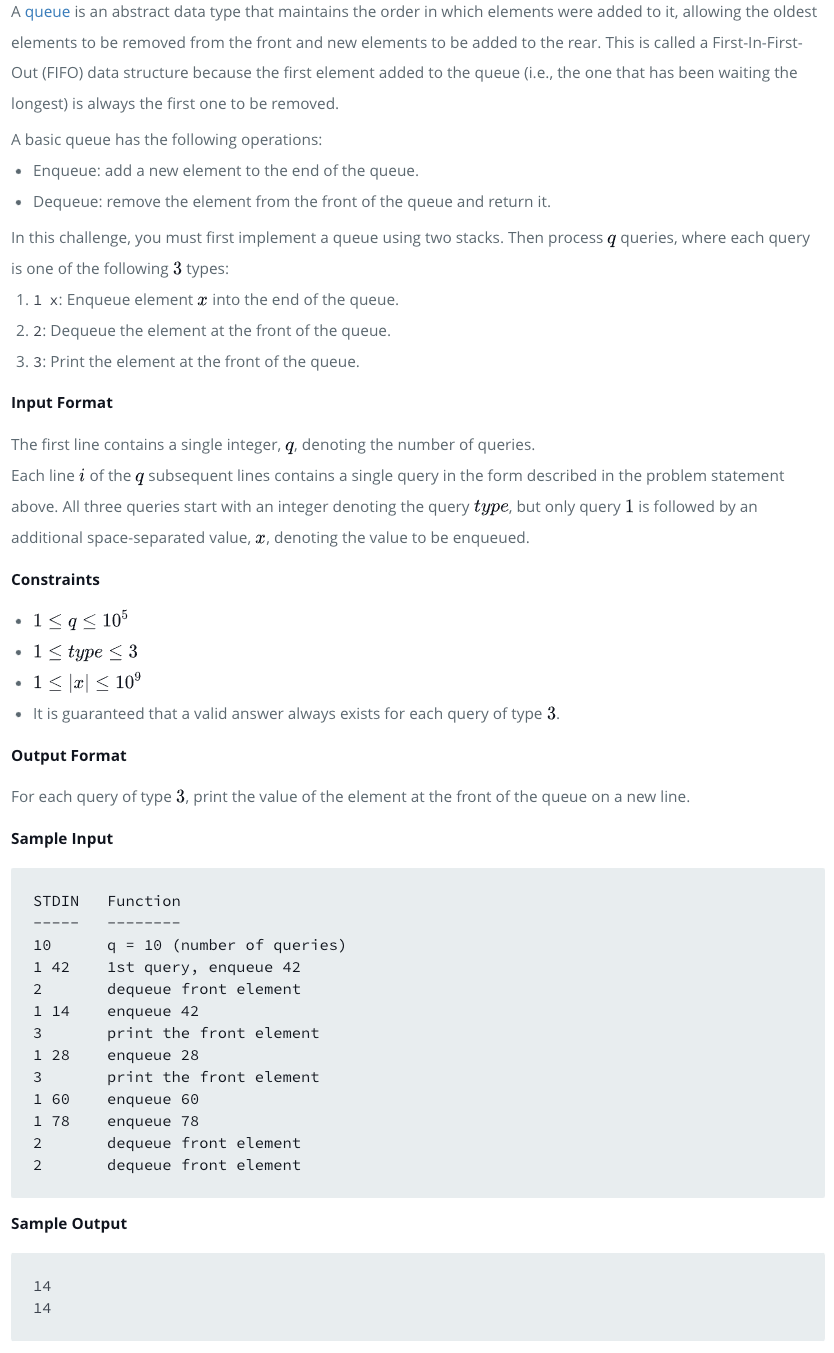 [HackerLank] Queue using Two Stacks - 문제풀이 :: IfUwanna IT