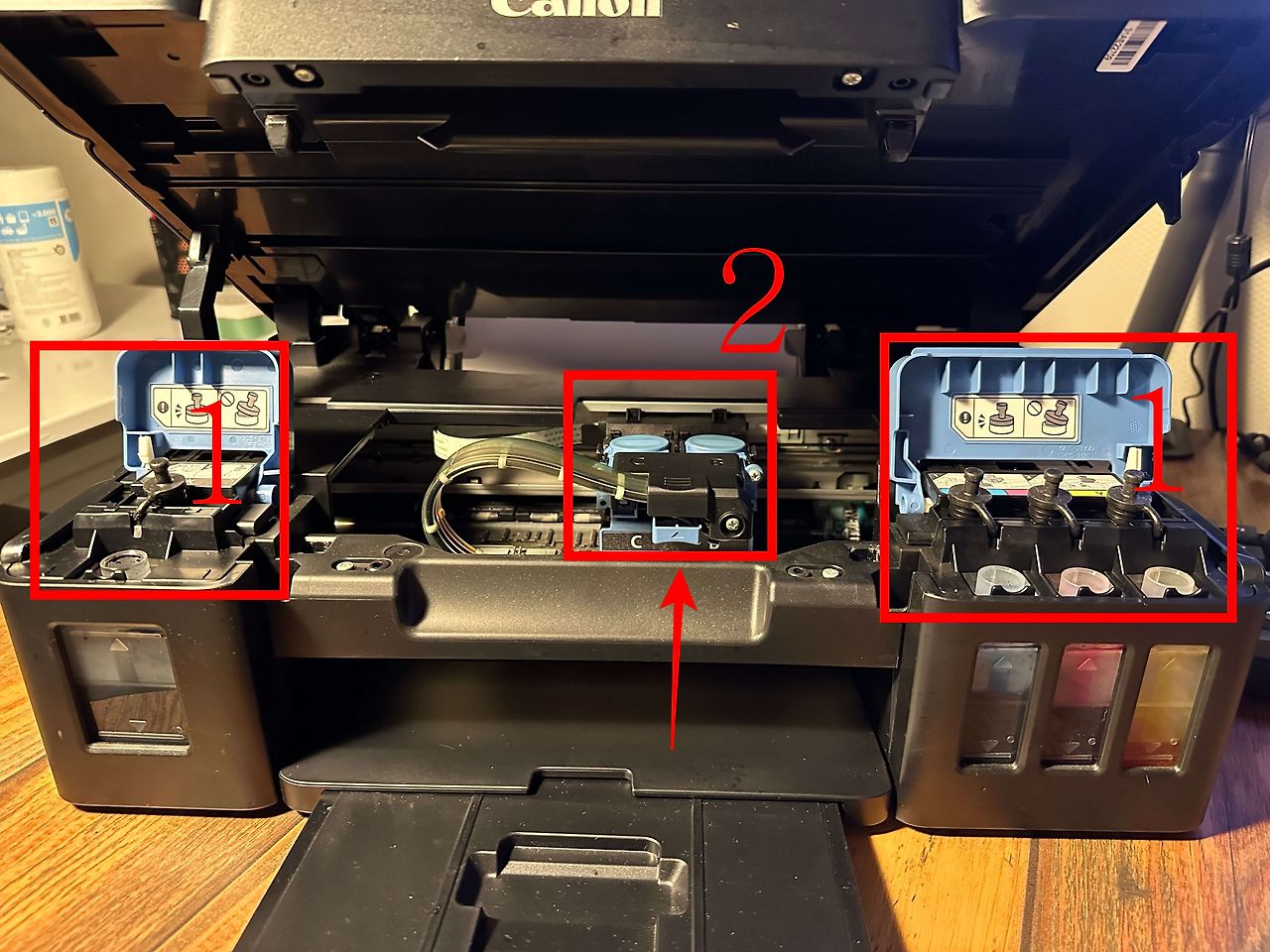 캐논 G3900 노즐막힘 해결 및 카트리지(헤드) 직접 교체.