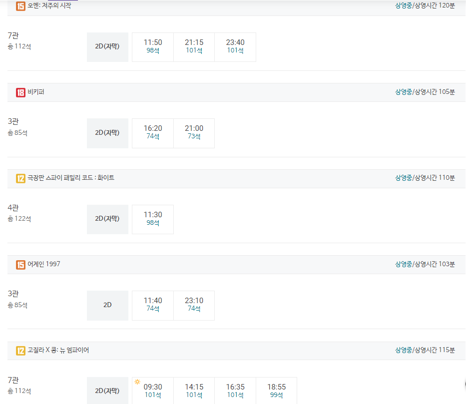 여수 웅천지구 메가박스 여수웅천점 상영시간표 위치 주차장 주차요금 안내