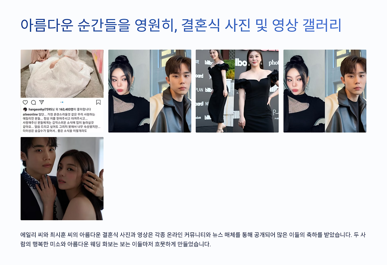 에일리♥️최시훈 결혼식 총정리 프로필부터 하객 신지 참석까지 완벽 정리