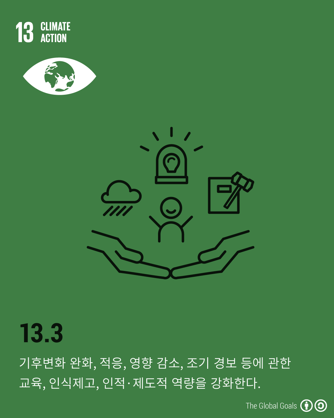 Un Sdgs 설명 목표13 기후행동 기후변화와 그 영향에 대처하는 긴급행동을 시행한다