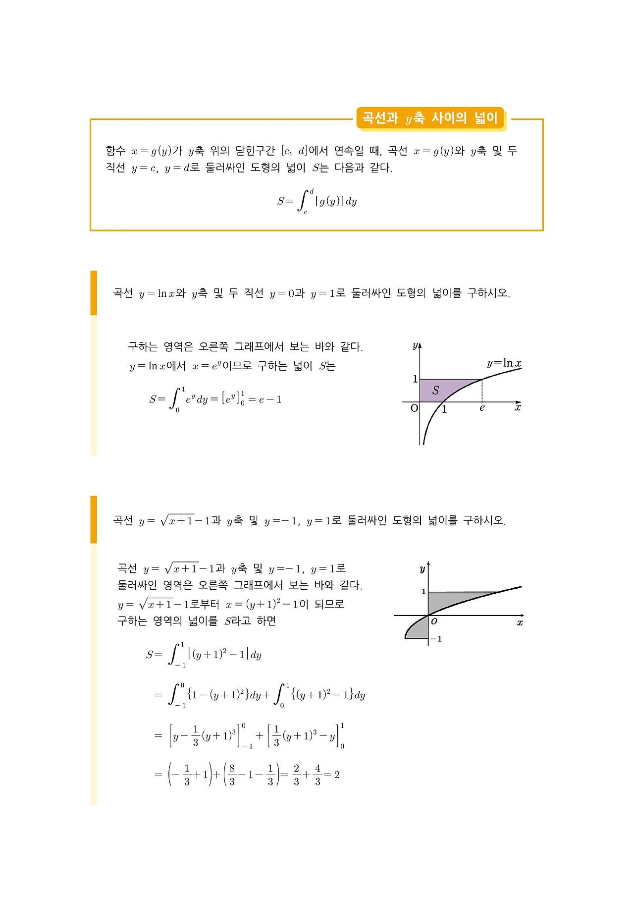 수학 개념 정리공식 정적분의 활용 곡선과 X축 사이의 넓이 곡선과 Y축 사이의 넓이 두 곡선 사이의 넓이