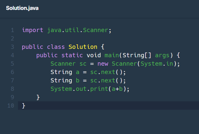 [JAVA] Lv0. 문자열 붙여서 출력하기