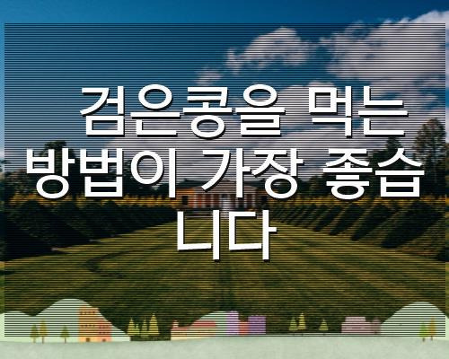 검은콩을 먹는 방법이 가장 좋습니다