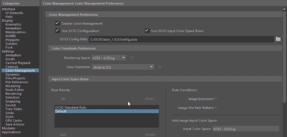 ACES를 실행하는 OpenColorIO의 정체