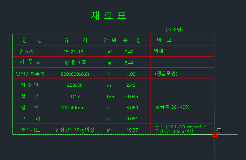 건설업 캐드cad 엑셀로 도면 및 표 욺기기