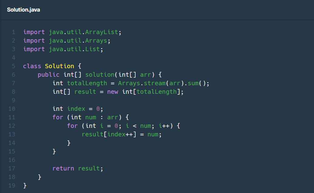 ReviewCoding :: [프로그래머스/Java] Lv.0 배열의 원소만큼 추가하기