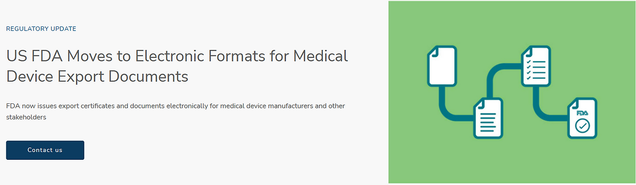 [FDA] US FDA moves to electronic formats for medical device export documents