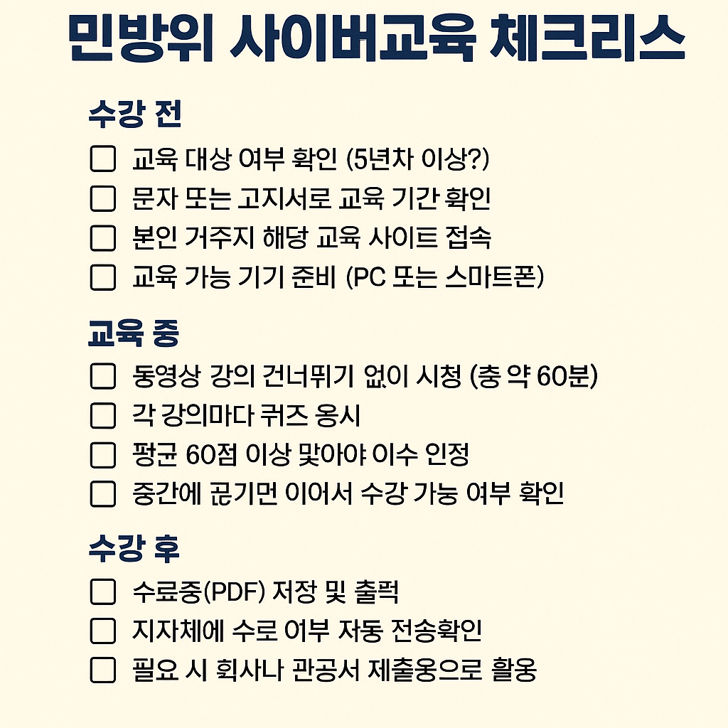 2025년 민방위 사이버교육 총정리 스마트 민방위교육 신청기간 이수 방법부터 미이수 시 과태료 10만원부과