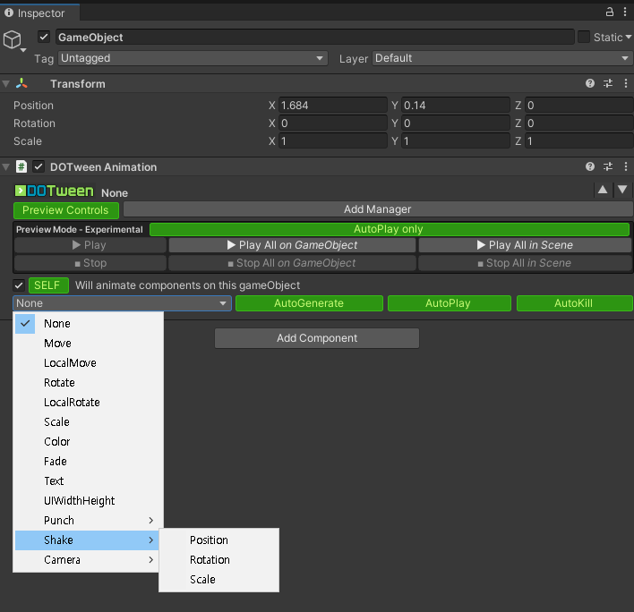 유니티 Unity 에셋 DOTween 에니메이션