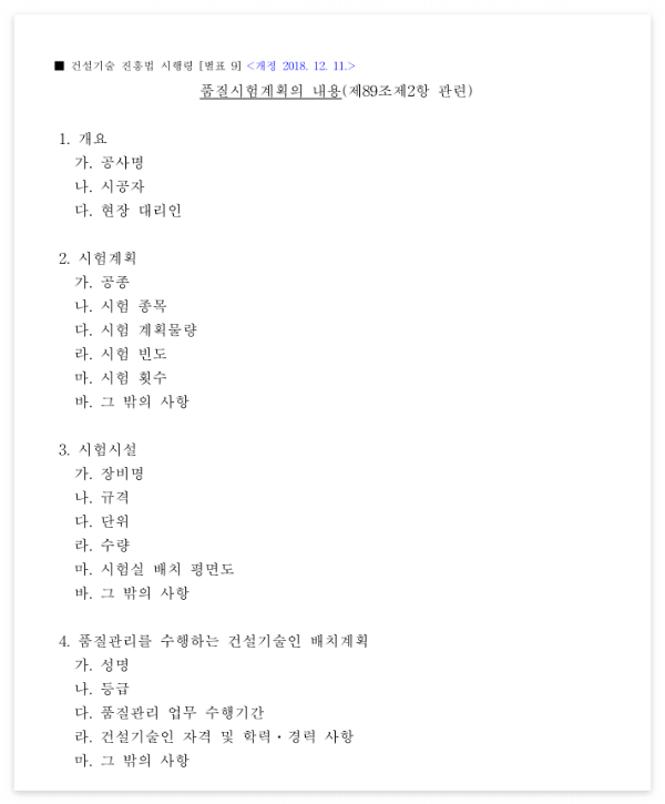 건설공사 품질관리 관련 주요 위반 사례 및 관련 법령품질관리자 배치 겸직 품질관리계획 등