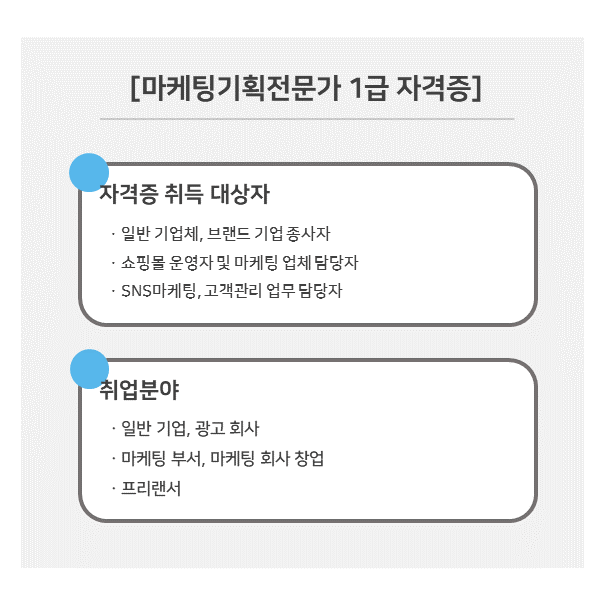 마케팅기획전문가 1급 취득방법과 취업분야