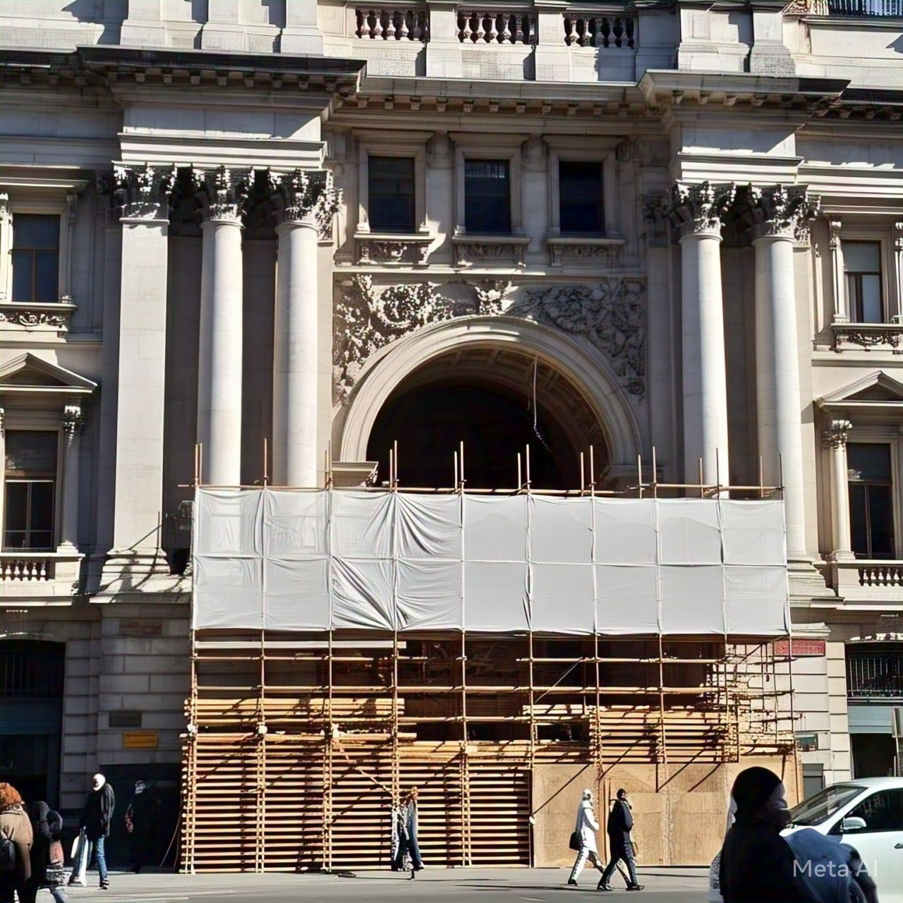 Temporary scaffolding structures