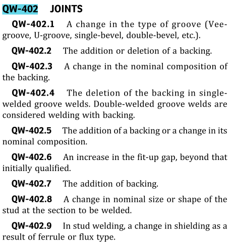 ASME IX 용접사 자격 2: 필수변수 (Essential Variable)(번역포함)