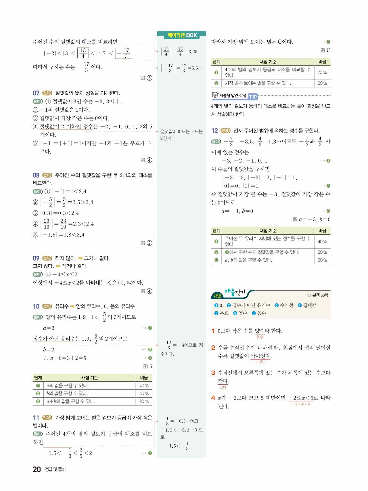 2025 최신 개정 베이직쎈 중등 1학년 1학기1 1 답지 해설 풀이 완벽 정리 바로보는 사진답지 모바일최적화