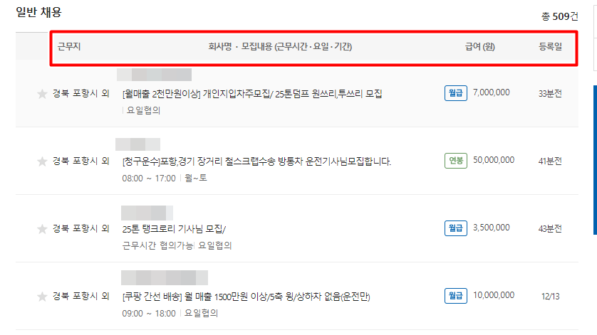 포항 교차로벼룩시장 구인구직 일자리 정보 안내