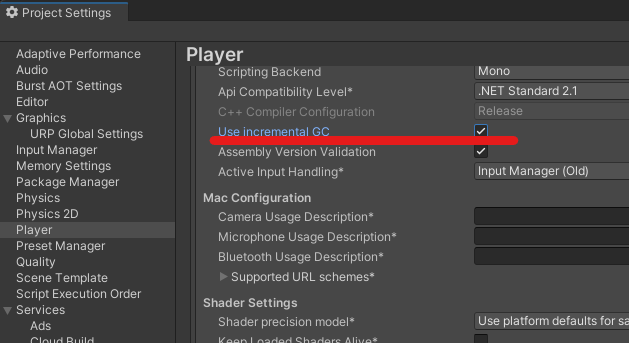 [Unity] 그래픽스 최적화 - Graphics Jobs, Use incremental GC 기능