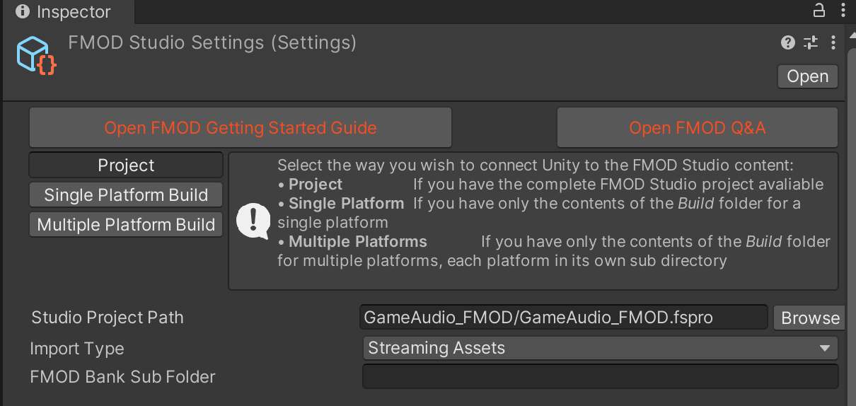 FMOD Project 시작하기