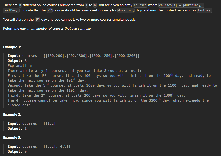 LeetCode : 630. Course Schedule III