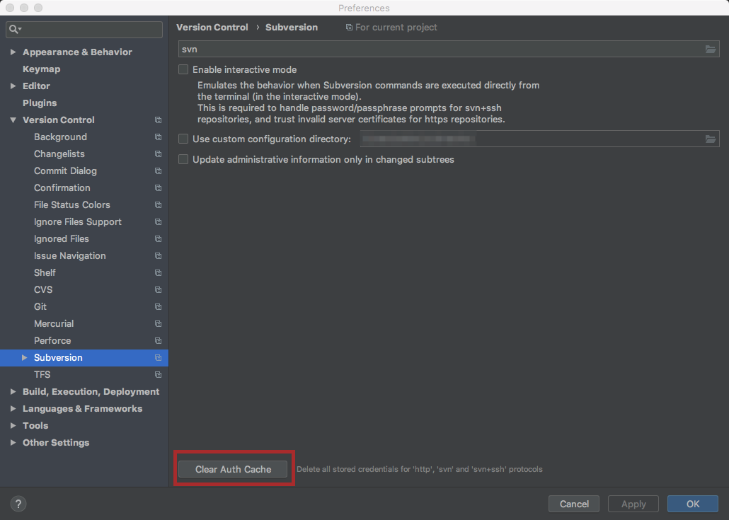 Intellij SVN 계정 변경하는 방법