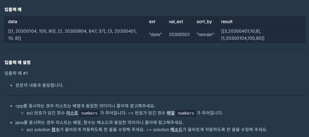 [Lv.1 / 프로그래머스 / 파이썬] 데이터 분석 (PCCE 기출문제 10번)