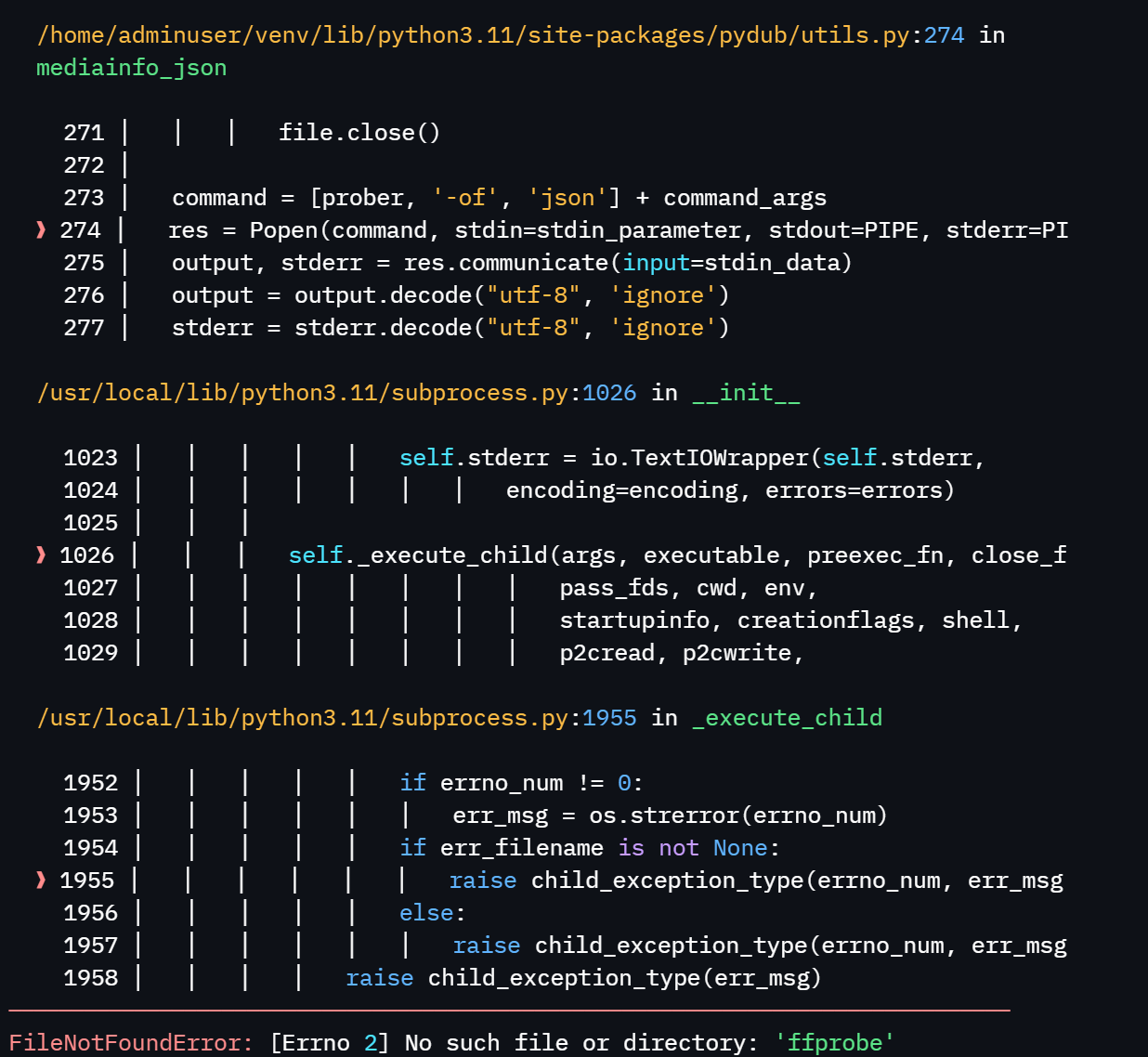 [Python/Streamlit/GitHub] FileNotFoundError: [Errno 2] No such file or directory: 'ffprobe' 오류 ...
