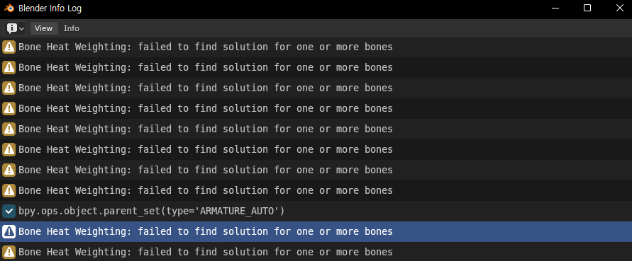 [Blender] Automatic Weights 리깅 실패 해결 방법 (Bone Heat Weighting: failed to find solution for one or ...