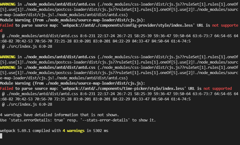 [react] Failed to parse source map: 'webpack://antd/./components/time-picker/style/index.less ...