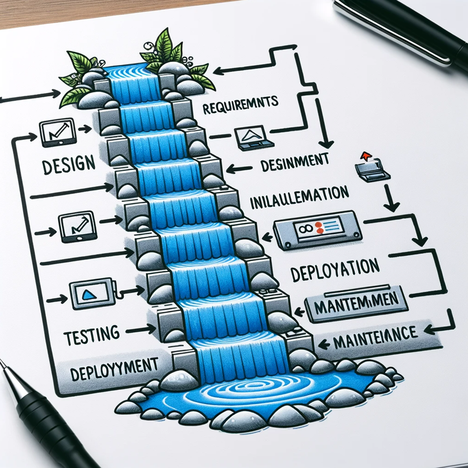 Waterfall (linear approach) for S/W development