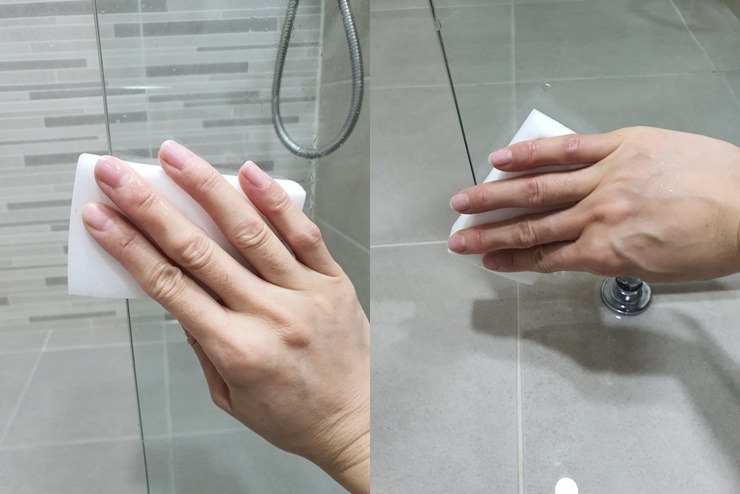 옆 부분에 지워지지 않은 기름때를 말끔히 닦아주세요